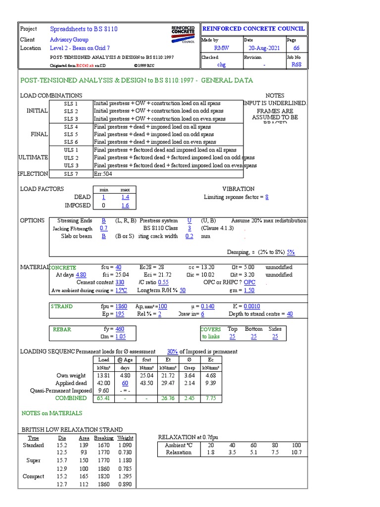 RCC42 Post Tensioned Analysis & Design | PDF | Prestressed Concrete ... RCC42 Post Tensioned Analysis & Design | PDF | Prestressed Concrete ...
