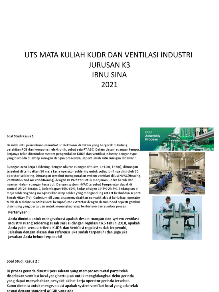 Soal UTS MATA KULIAH KUDR Dan VENTILASI INDUSTRI 2021 | PDF