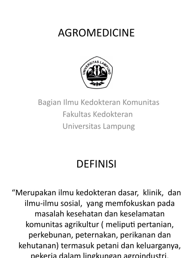 Agromedicine Definisi Dan Ruang Lingkup Dr. Diana | PDF