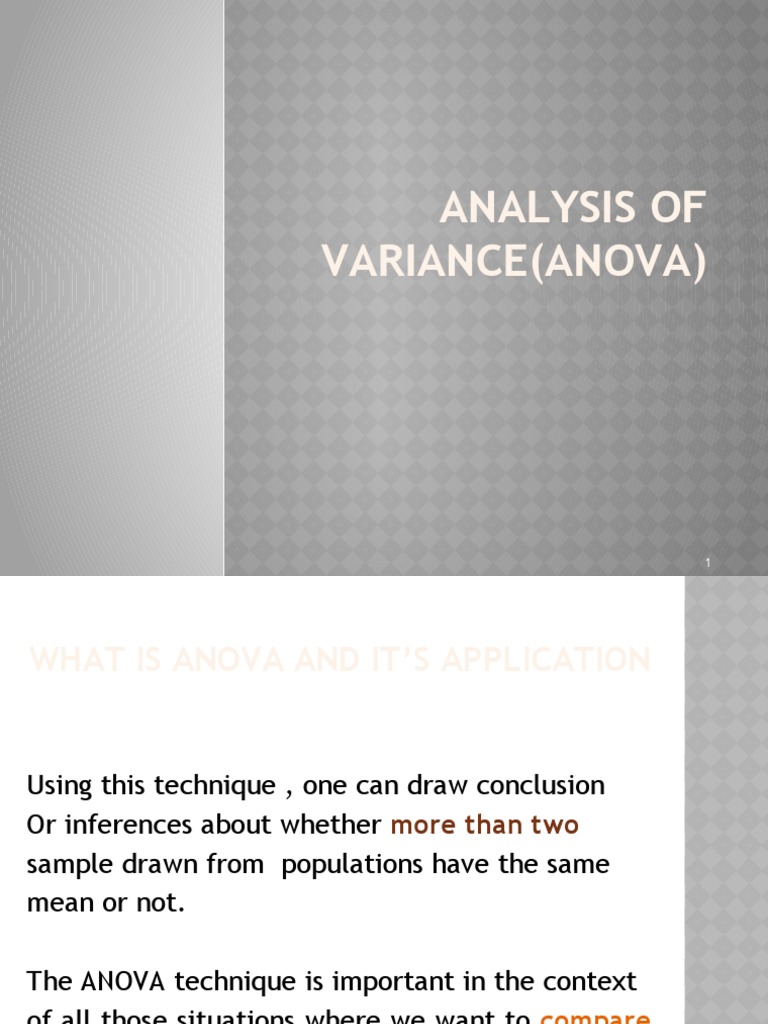 Analysis of Variance (ANOVA) One Way and Two Way | PDF | Analysis Of ...