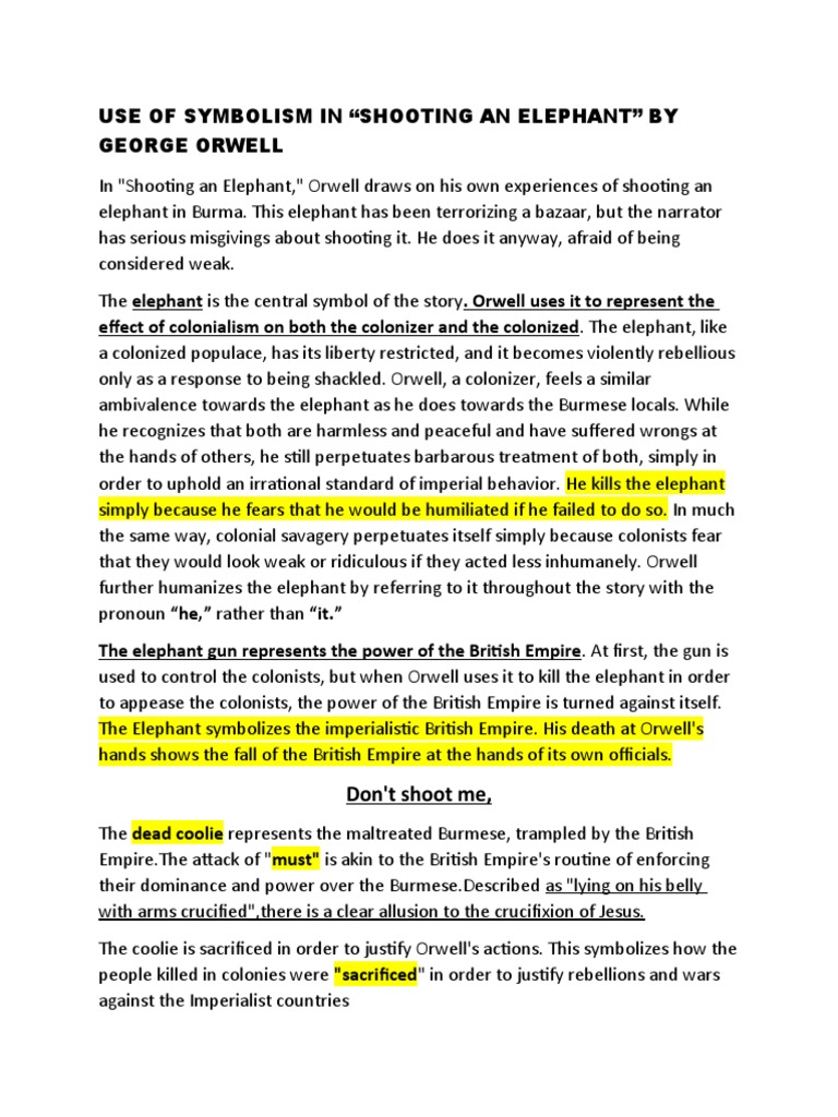 Shooting An Elephant | PDF