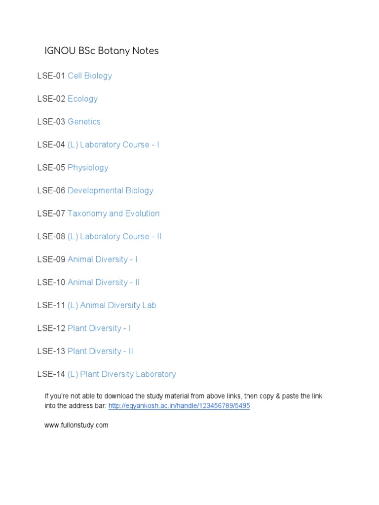 IGNOU BSC Botany Notes | PDF