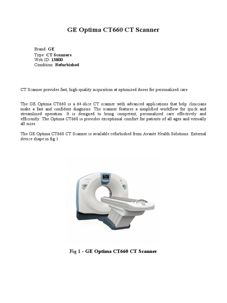 Fig 1 - GE Optima CT660 CT Scanner | PDF | Electric Power Distribution ...