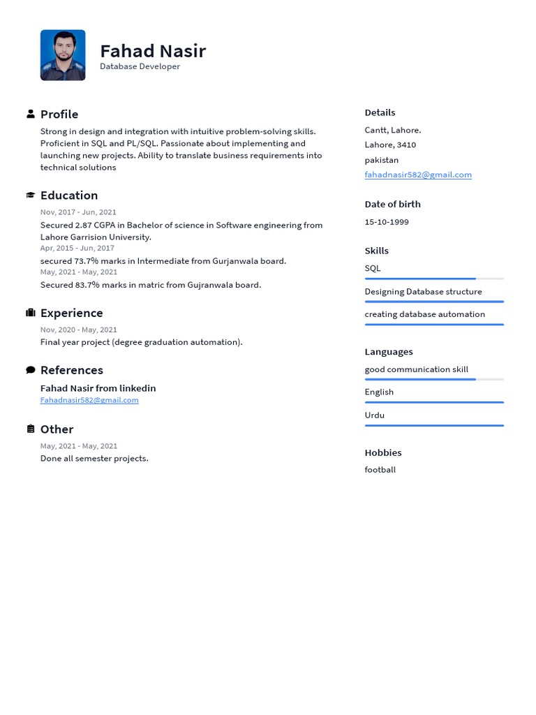 Fahad Nasir Resume - Fahad Nasir | PDF