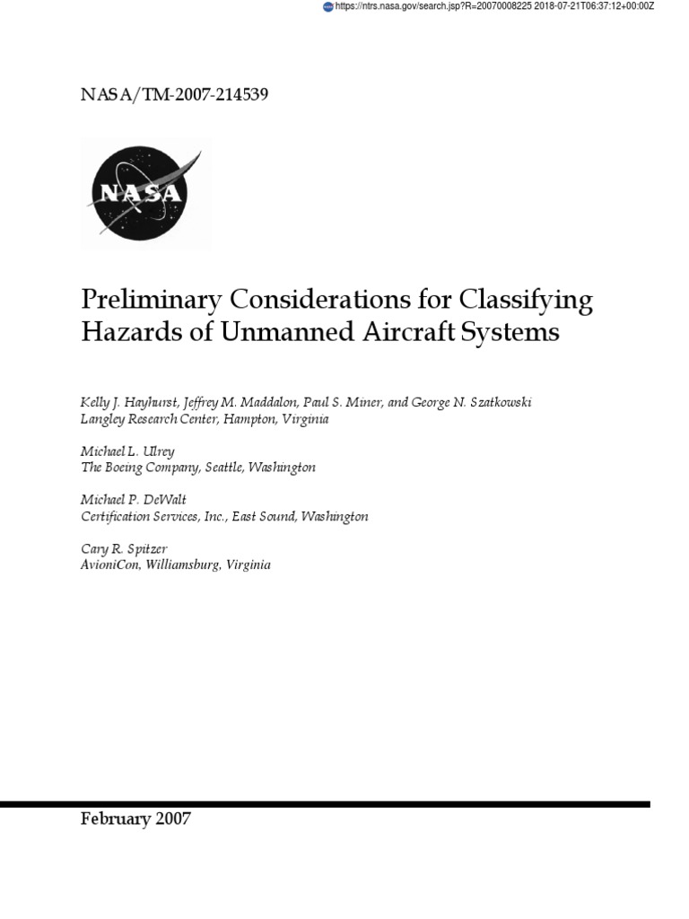 Nasa UAV Reliability 20070008225 | PDF | Unmanned Aerial Vehicle ...