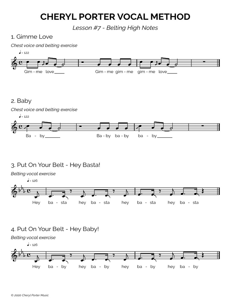L07 Belting High Notes - Cheryl Porter Vocal Method | PDF | Oral ...