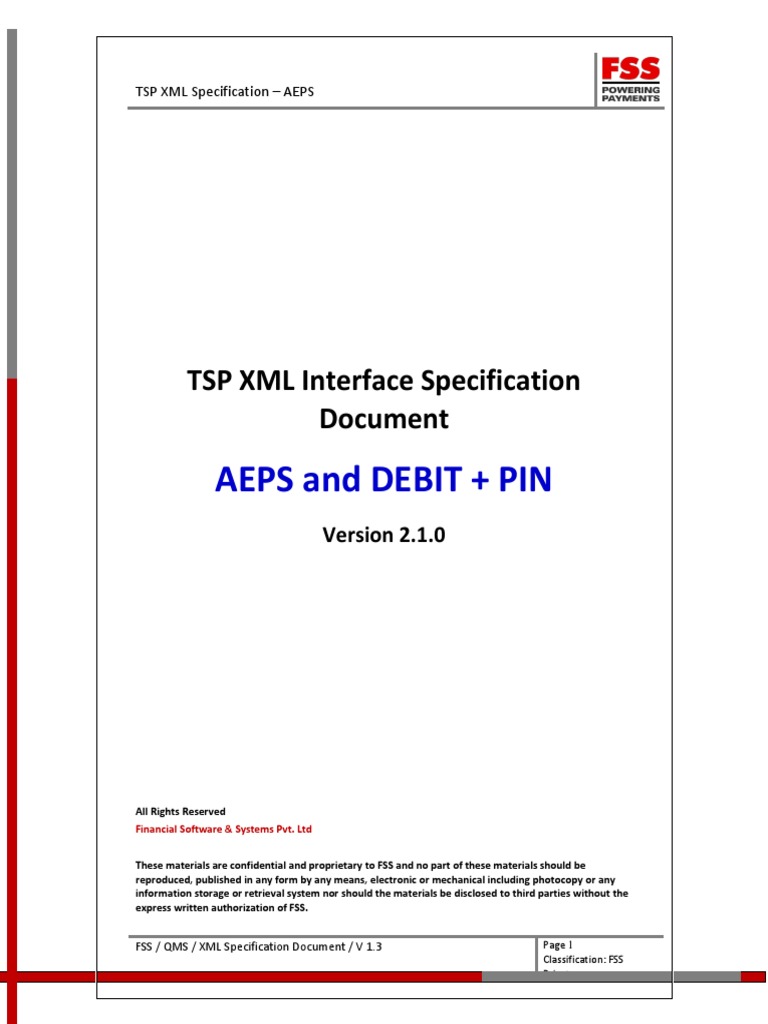 Fss SD Aeps TSP Interface XML V 1.4 | PDF | Personal Identification ...