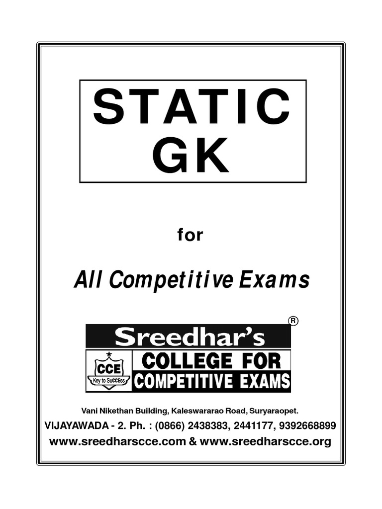 Sreedhar's Static GK for Competitive Exams | PDF | United Nations ...