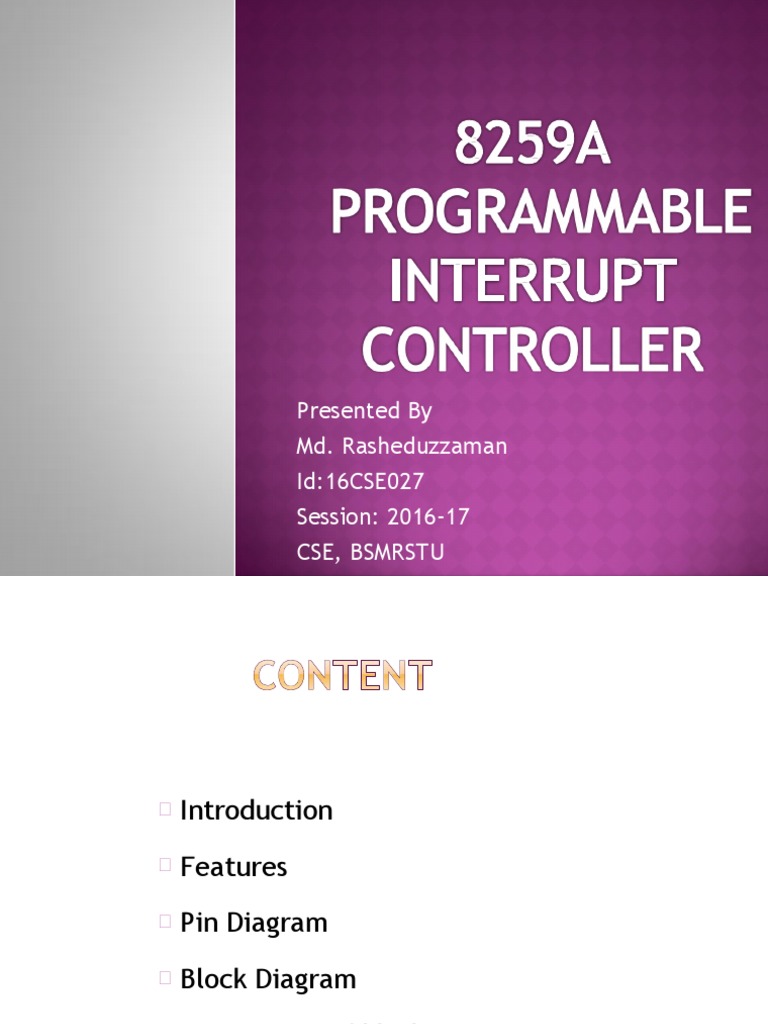 Programmable Interrupt Controller 8259 | PDF | Digital Electronics | Computer Architecture