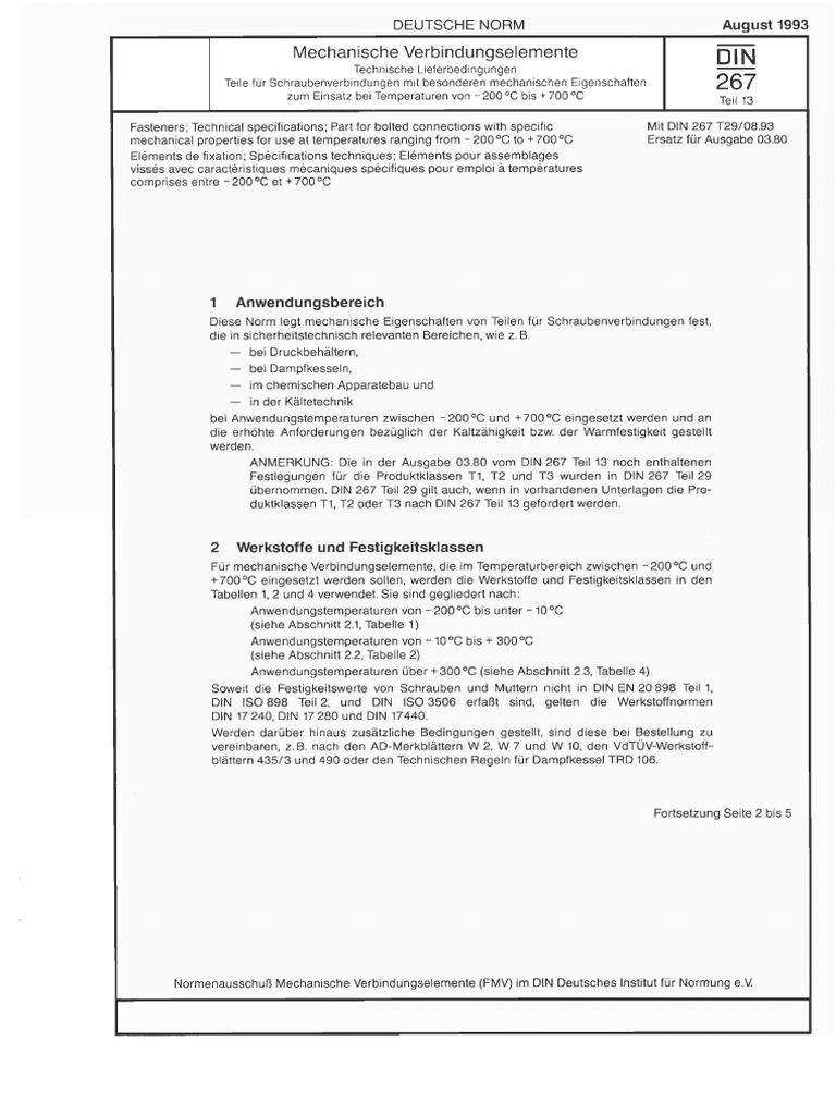 Din 267-13 1993-08 | PDF