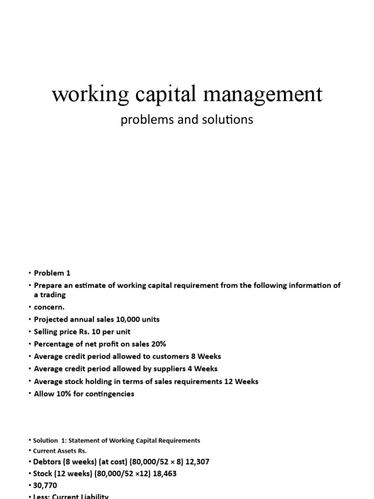 Working Capital Management Problems and Solutions | PDF | Working ...