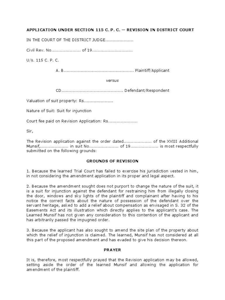 Application Under Section 115 C. P. C. - Revision in District Court ...