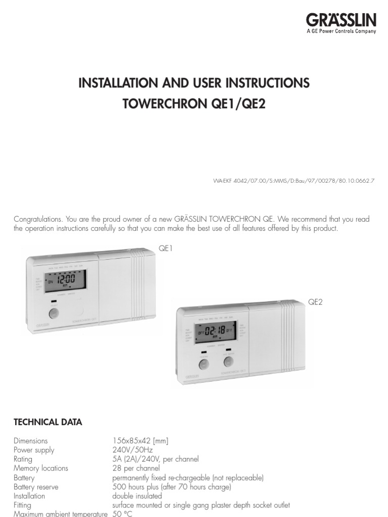 QE1 Timer | PDF | Electrical Wiring | Water Heating