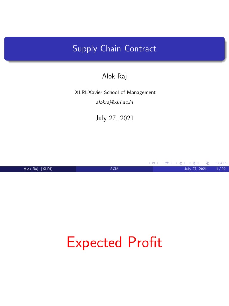 Supply Chain Contract: Alok Raj | PDF | Supply Chain Management | Demand