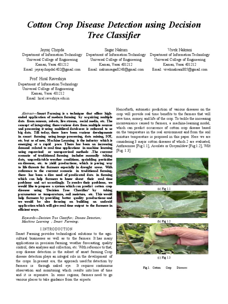 Cotton Crop Disease Detection Using Decision Tree Classifier | PDF ...