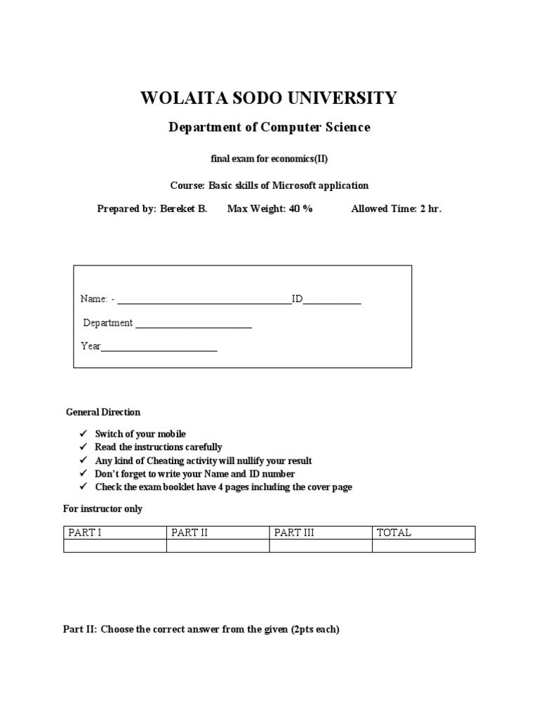 Wolaita Sodo University: Department of Computer Science | PDF | Network ...