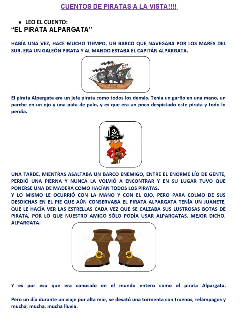 Cuentos Cortos de Piratas para Niños | PDF | Piratería | Zapato