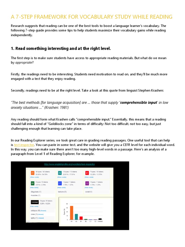A 7 Step Framework For Vocabulary Study While Reading PDF | PDF ...