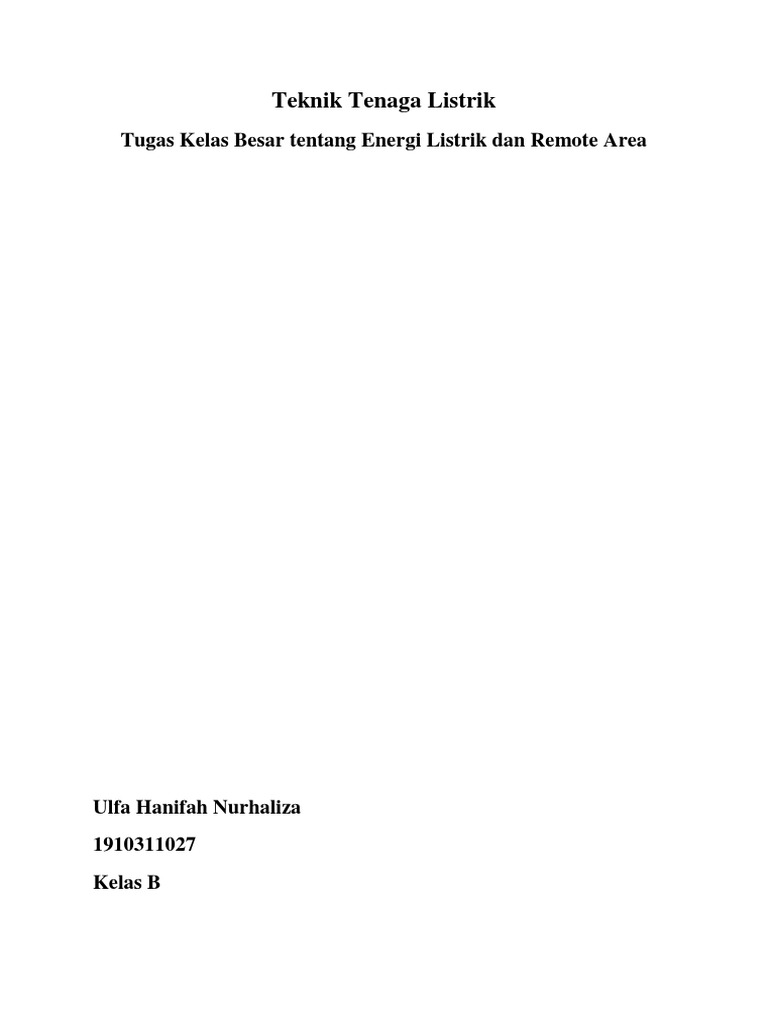 Solusi Energi Listrik untuk Remote Area | PDF