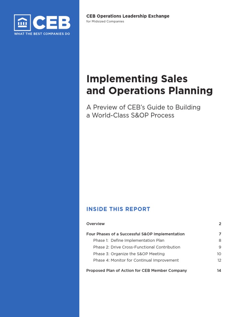 Implementing Sales and Operations Planning: A Preview of CEB's Guide To ...