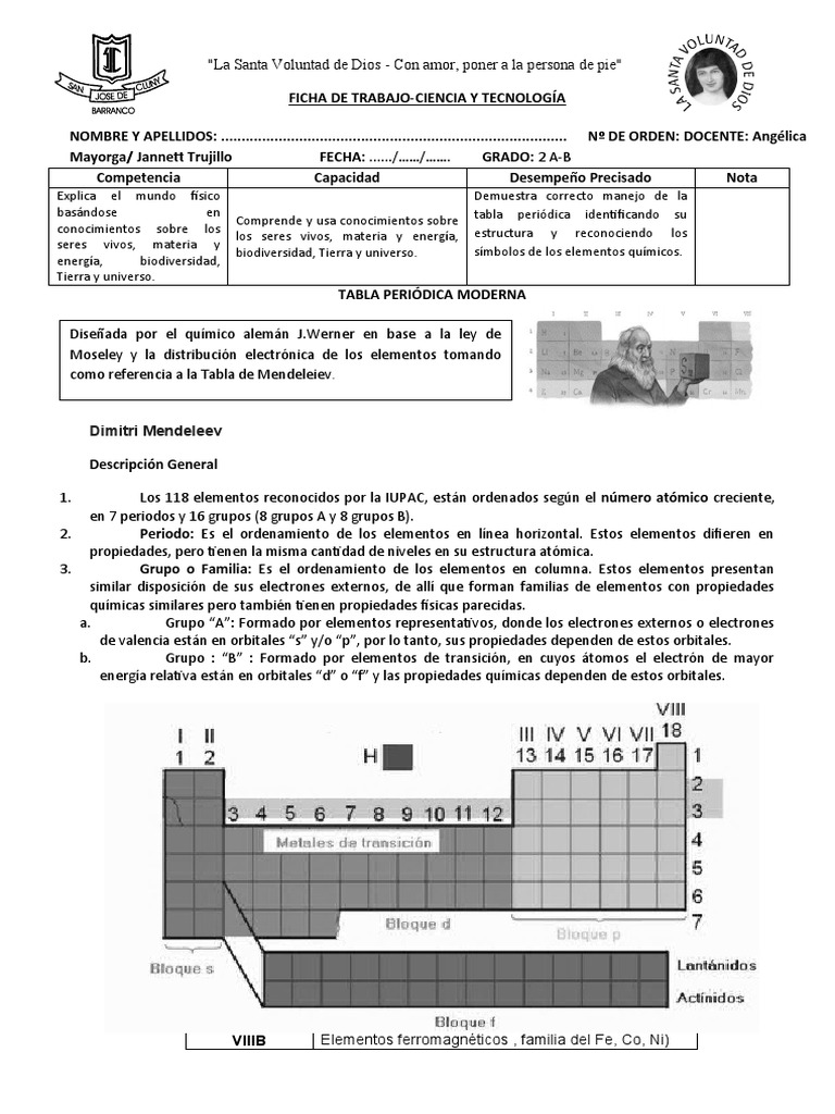 2.tabla Periódica-Partes | PDF | Tabla periódica | Elementos químicos