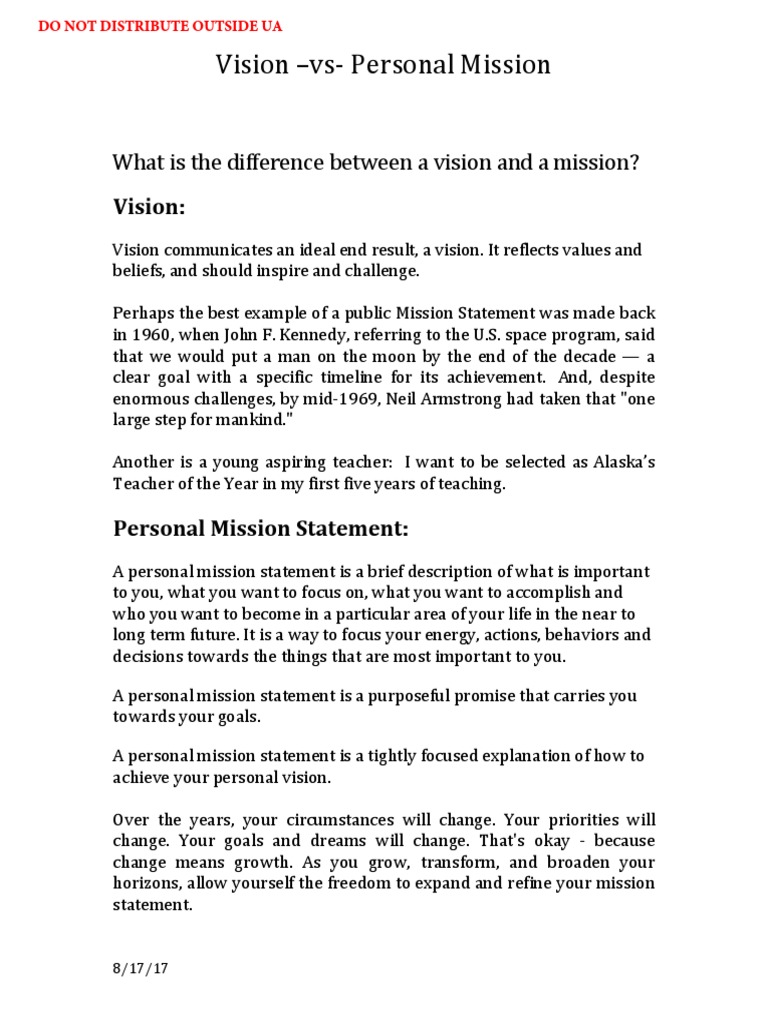 8 17 Personal Mission Statement | PDF | Value (Ethics) | Self Esteem