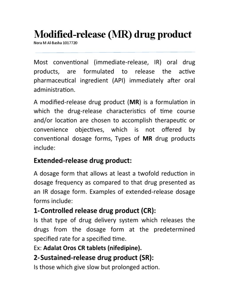 Modified Drug Release | PDF | Self-Improvement