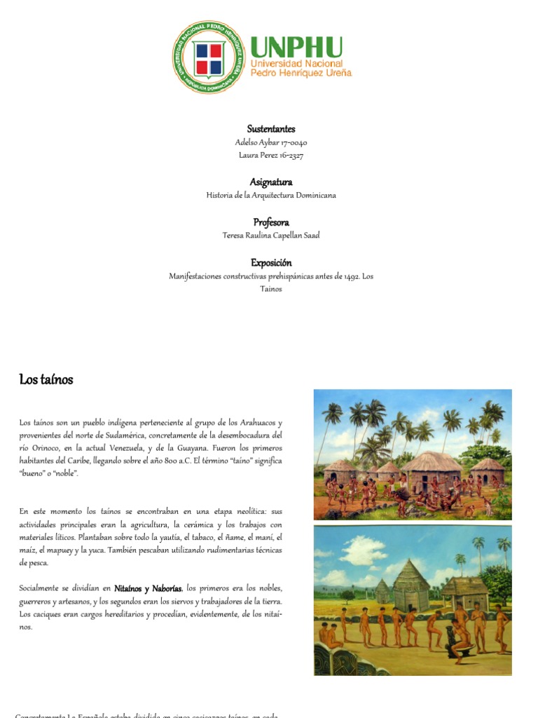 Cultura y vida de los taínos en RD | PDF | Ciencias sociales