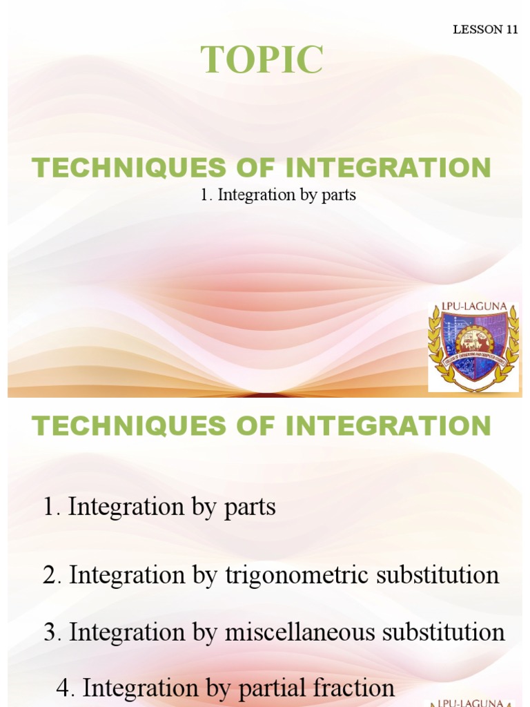 Techniques of Integration Explained | PDF | Trigonometric Functions | Sine