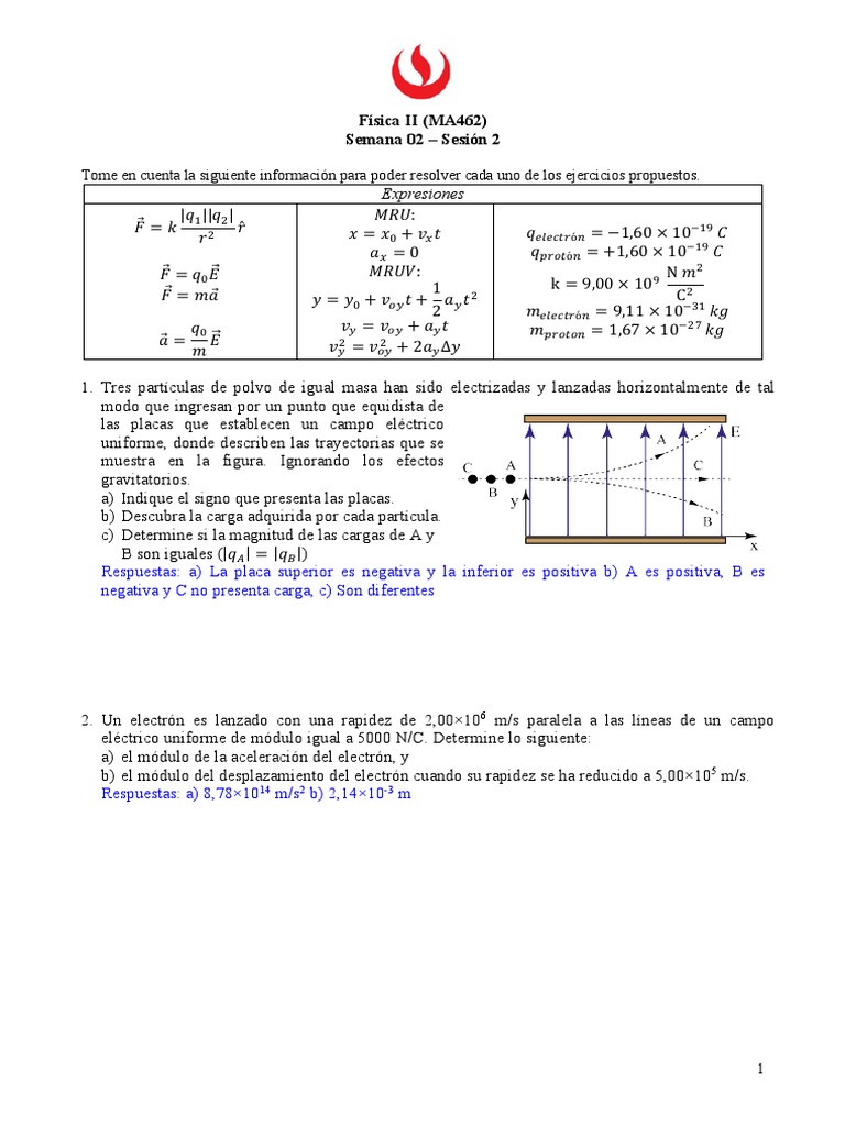 En Campos Uniformes - PREG RESUELTAS | PDF | Electrón | Mecanica clasica