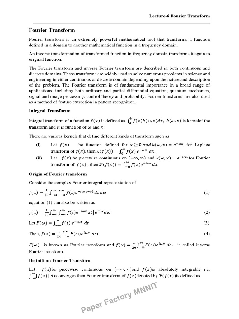 Fourier Transform Explained | PDF | Fourier Transform | Trigonometric ...