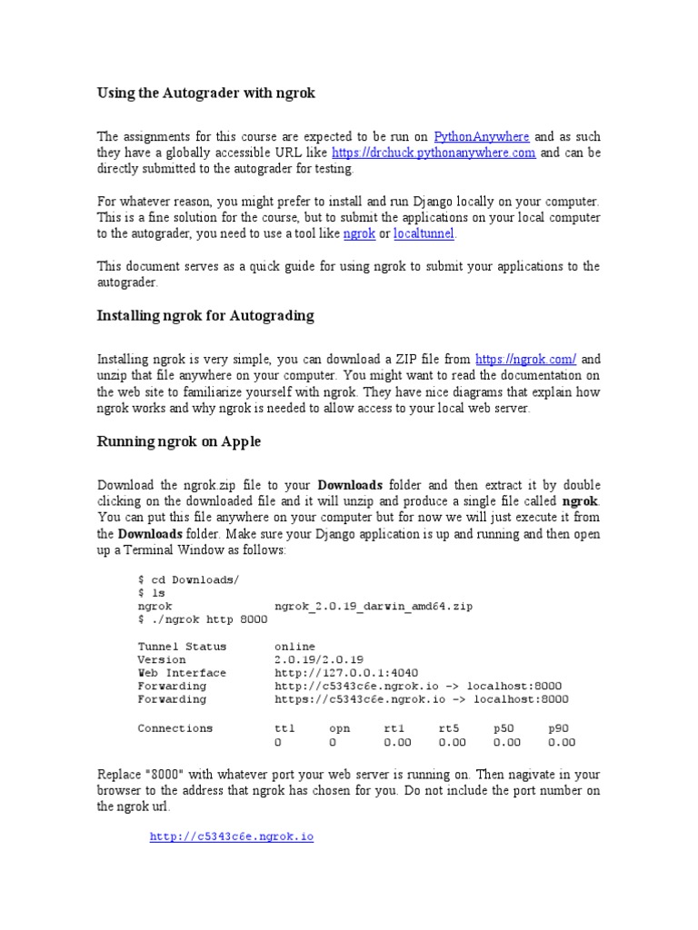 Using The Autograder With Ngrok: Pythonanywhere | PDF | World Wide Web | Internet & Web