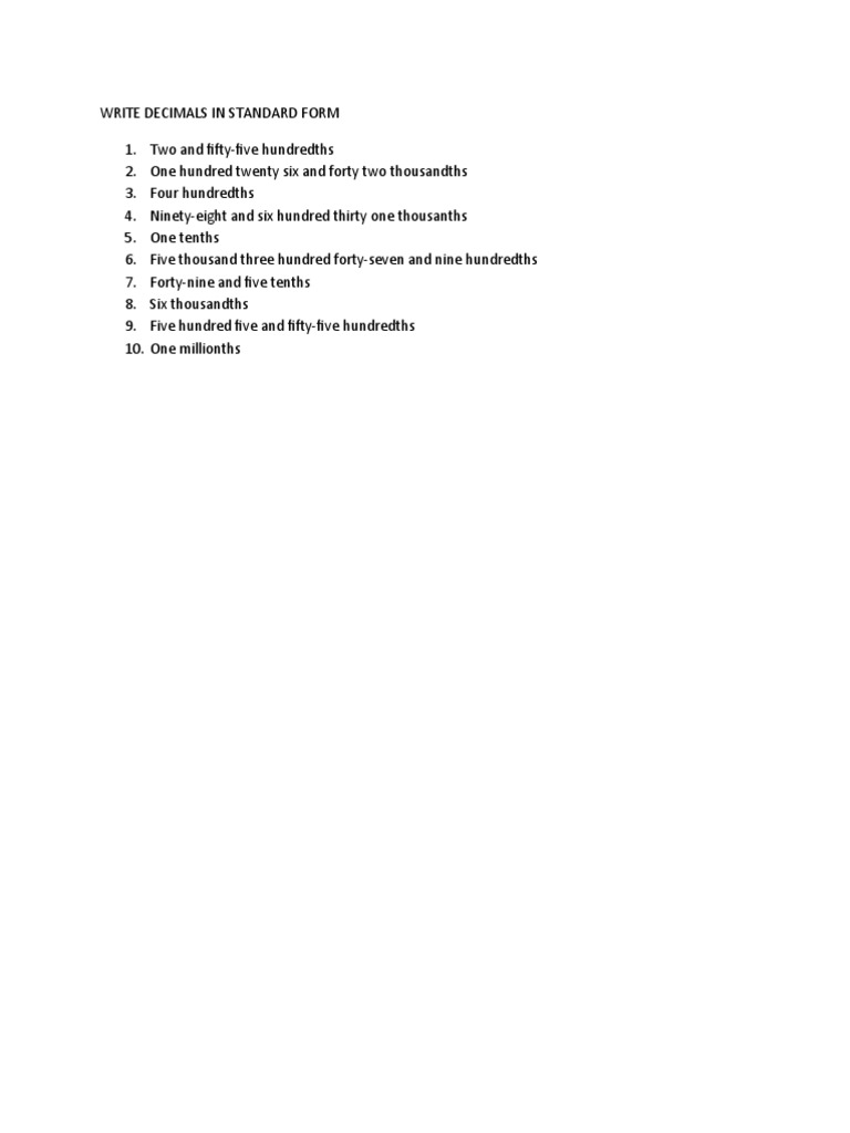 write-decimals-in-standard-form-pdf