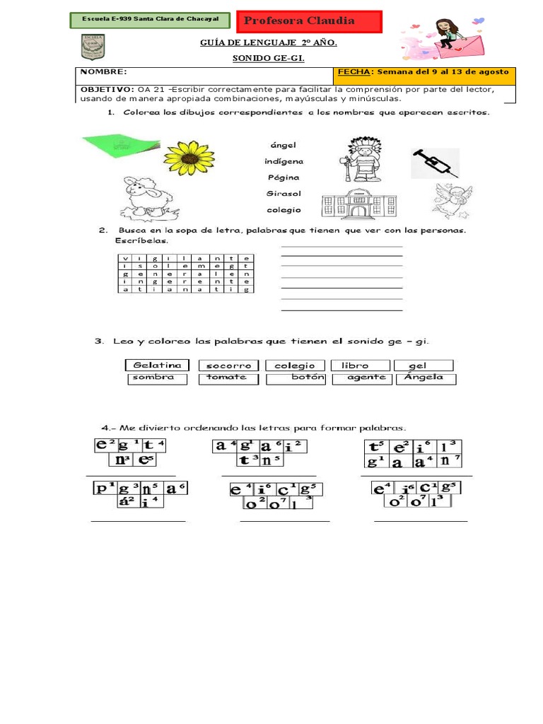 Guia Silabas Ga-Go-Gu | PDF
