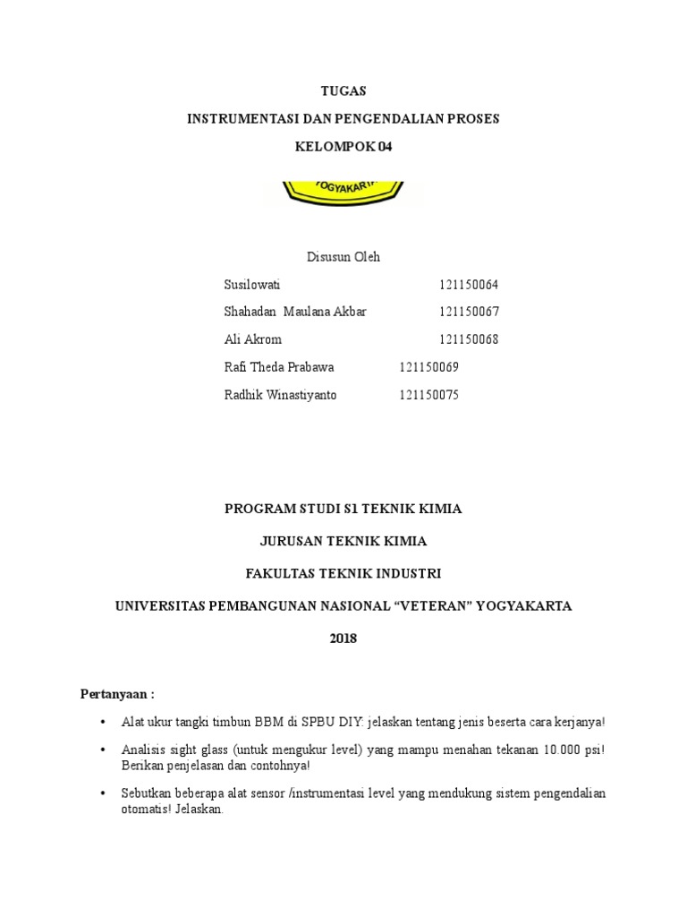 Kelompok 04 Kelas C TUGAS Sensor Level SPBU | PDF | Teknologi & Rekayasa