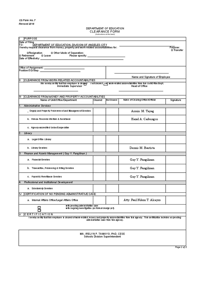 CSForm No. 7 Division Clearance Form-1 | PDF | Economies