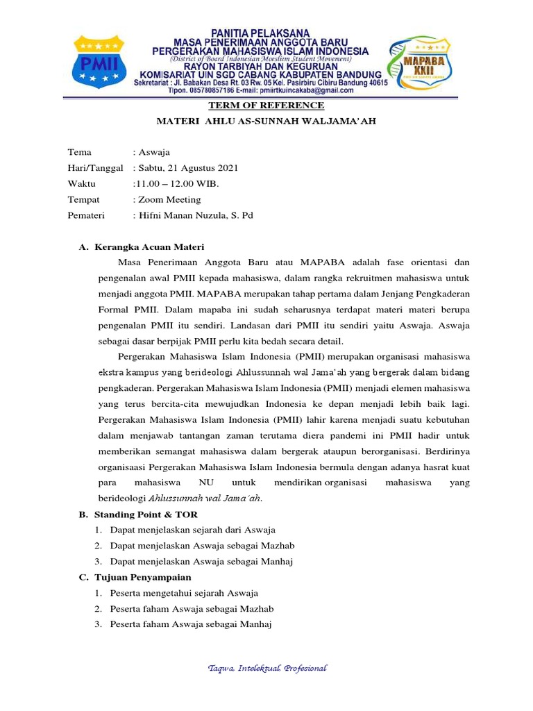 Pengenalan Aswaja dalam PMII | PDF