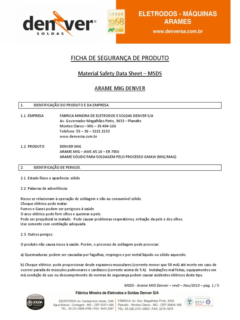 Fispq Arame Mig | PDF | Embalagem e rotulagem | Queimadura
