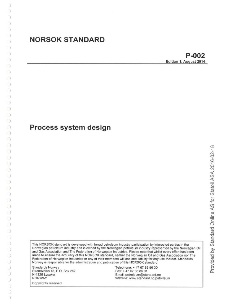 Norsok P 002 | PDF