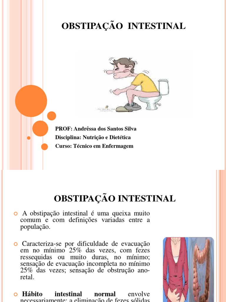 CONSTIPAÇÃO INTESTINAL Aula | PDF | Fibra alimentar | Dieta e Nutrição