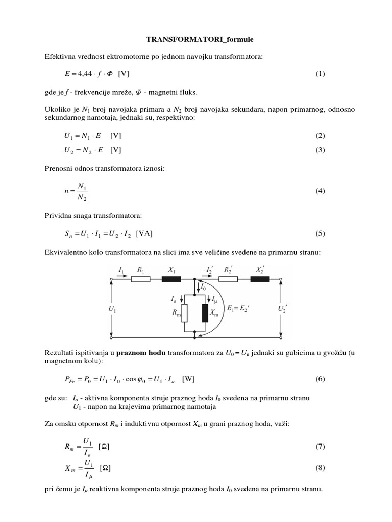 7 Transformatori - Formule | PDF