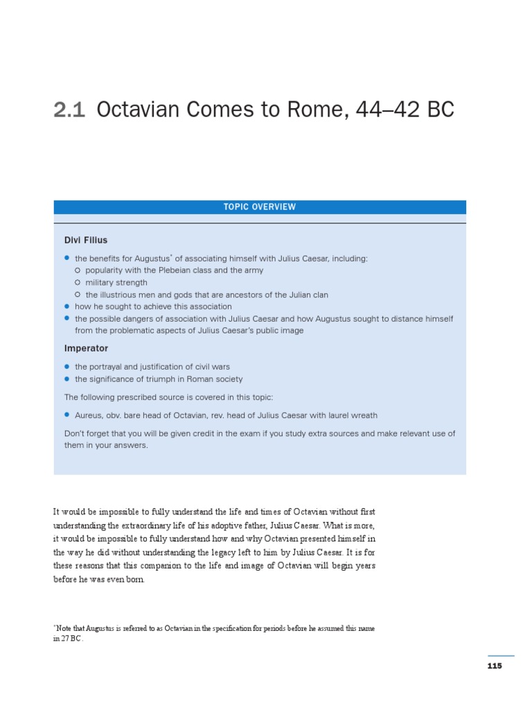 Octavian Comes To Rome, 44-42 BC: Divi Filius | PDF | Augustus | Julius ...