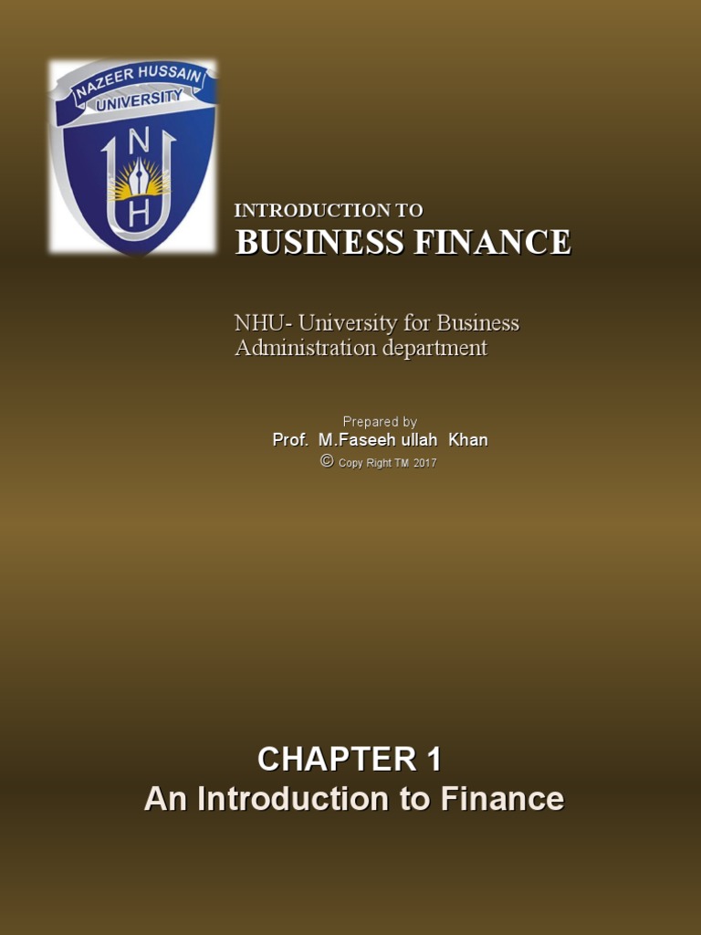 Ch01-Introduction To Business Finance | PDF | Securities (Finance ...