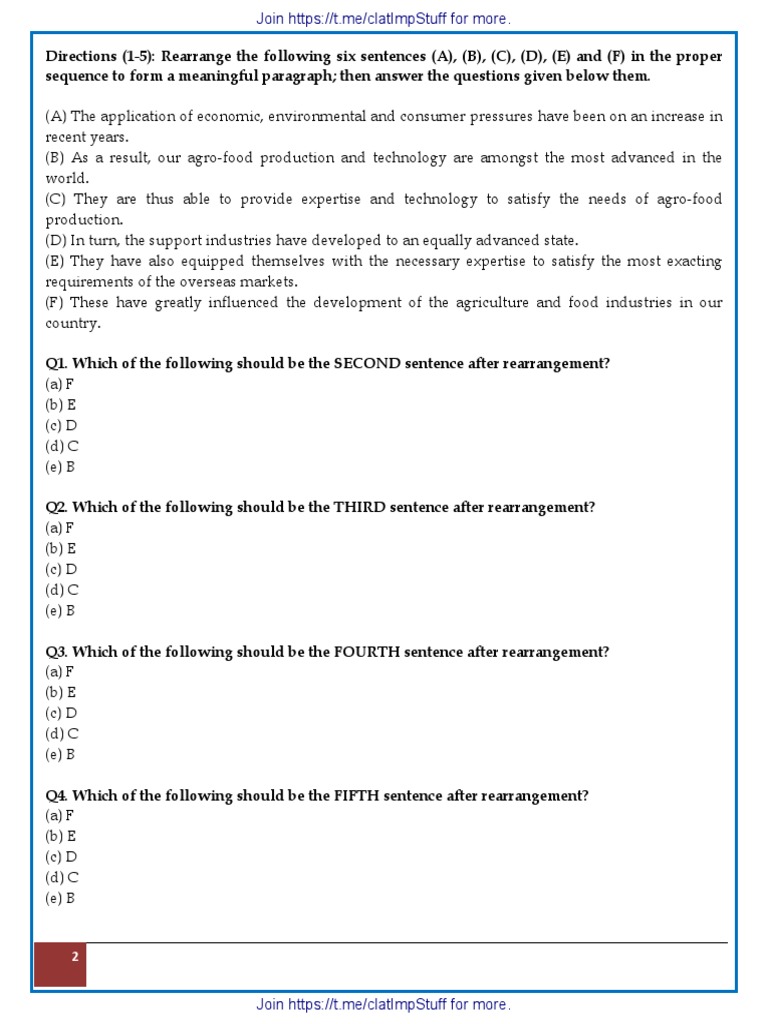 20 para Jumbles Questions With Solutions | PDF | Economies