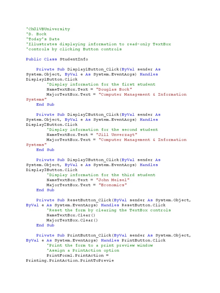 All Chapter Exercise of VB | PDF | Control Flow | Boolean Data Type
