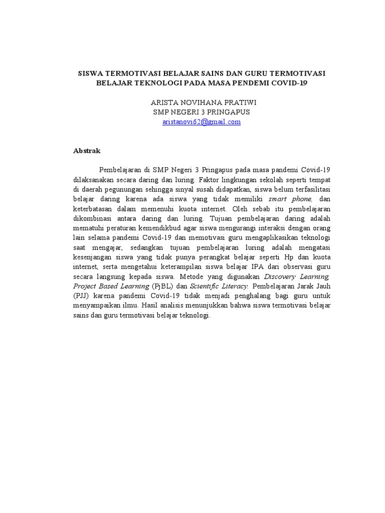 Artikel Arista Novihana Pratiwi - Lomba PGRI | PDF | Karier & Perkembangan