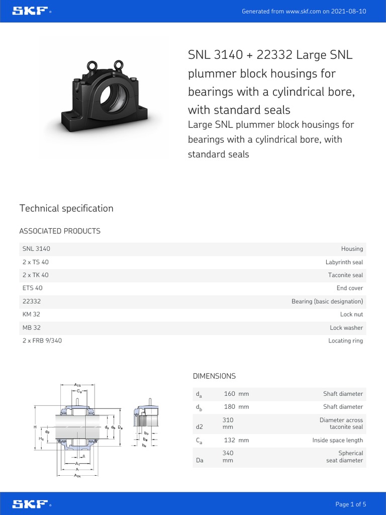 SNL 3140 + 22332 Large SNL Plummer Block Housings For Bearings With A ...