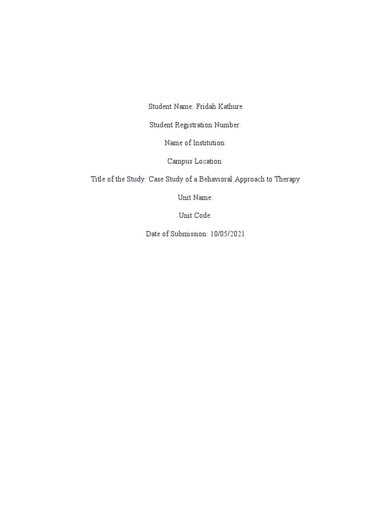 Behavioral Therapy Case Study | PDF | Behaviorism | Reinforcement