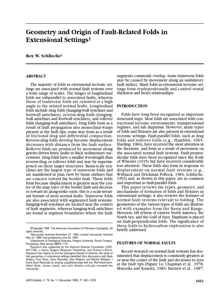 Geometry and Origin of Fault-Related Folds in Extensional Settings ...
