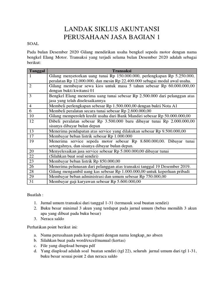 Landak Siklus Akuntansi Perusahaan Jasa Bag 1 | PDF